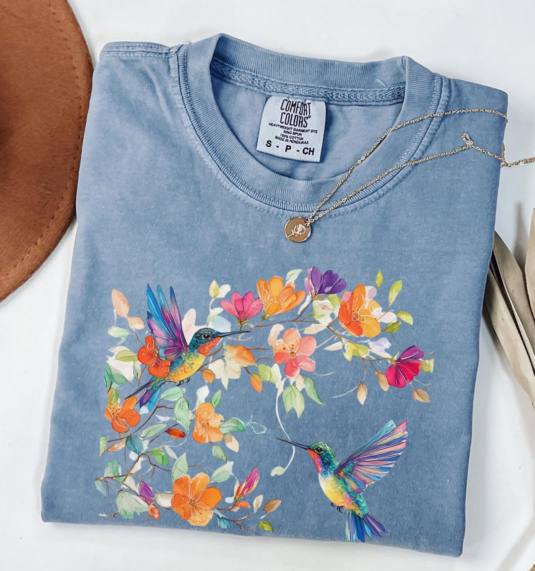 Comfort Colors® Cute Floral Hummingbird T-shirt, Bird Lover Shirt, Gift ...