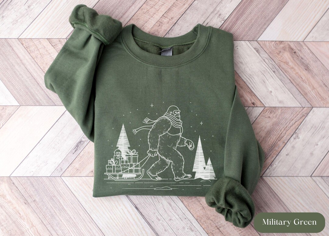 Sasquatch Sweater, Bigfoot Santa Christmas Shirt, Bigfoot Camping ...