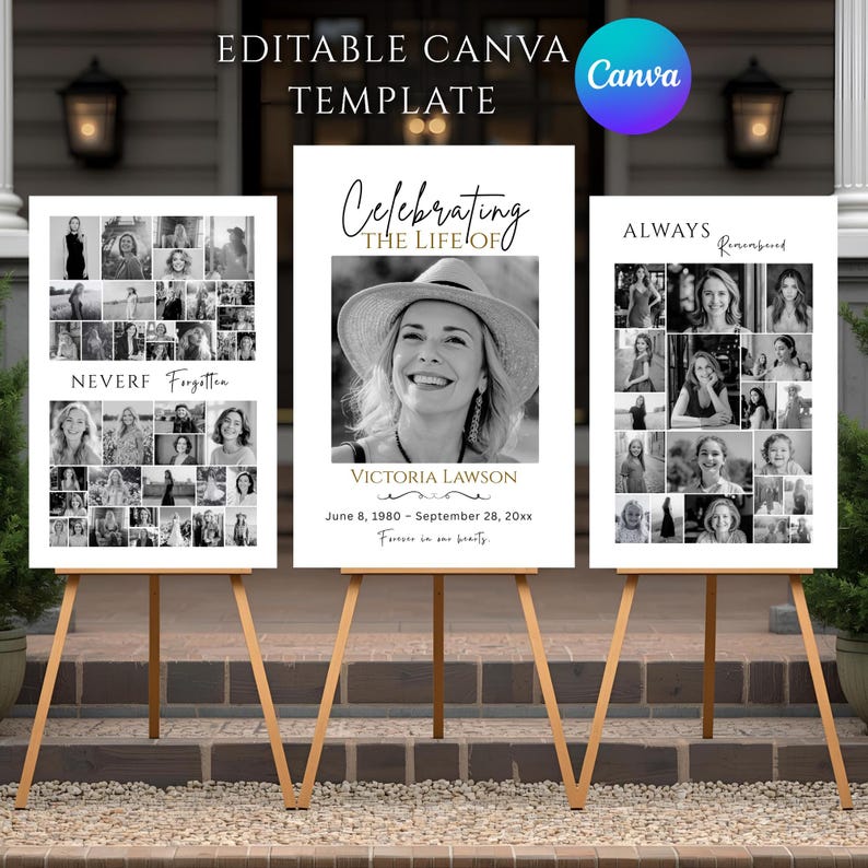 Funeral Welcome Sign, Celebration of Life Photo Collage, Memorial Signs ...