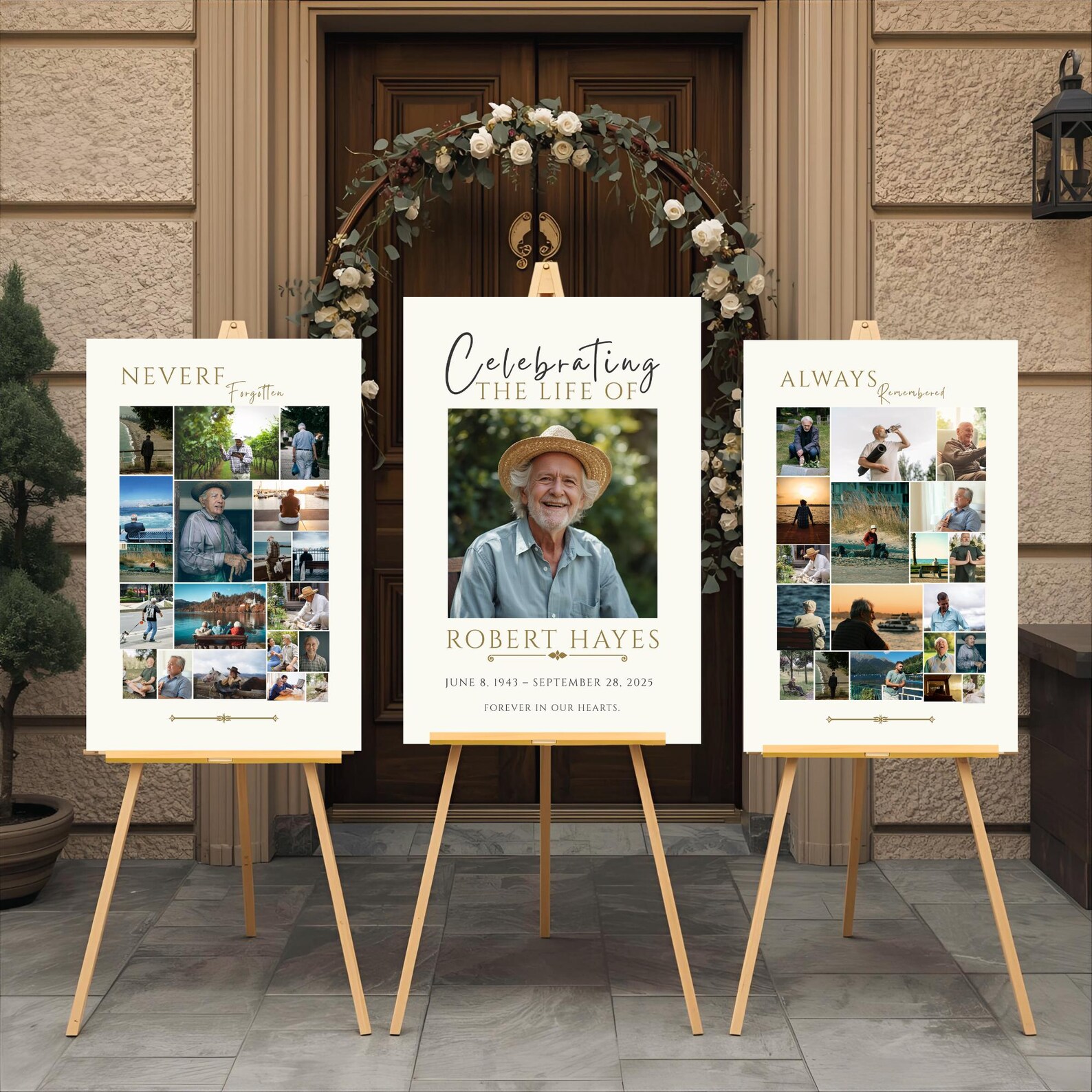 Funeral Photo Collage Template – Memorial Welcome Sign (canva Editable ...
