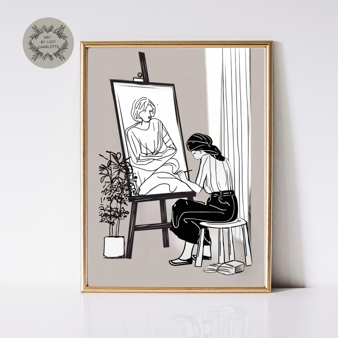 Minimal Art, Line Drawing, Woman Drawing, Art Studio Print, Black and ...