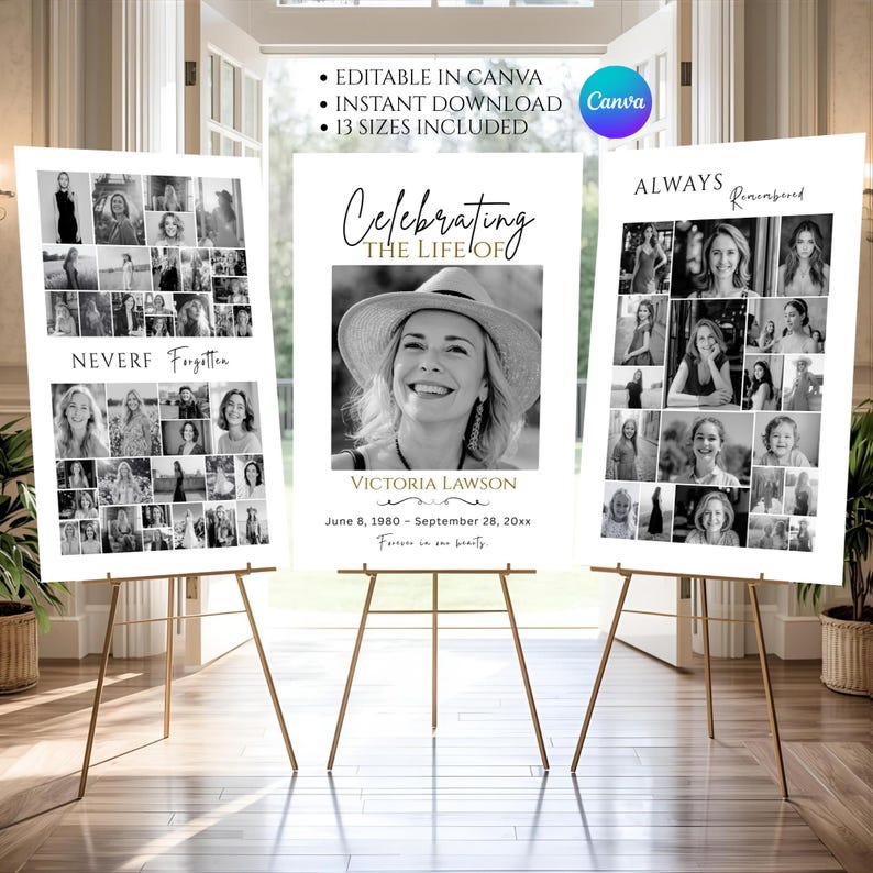 Funeral Welcome Sign, Celebration of Life Photo Collage, Memorial Signs ...