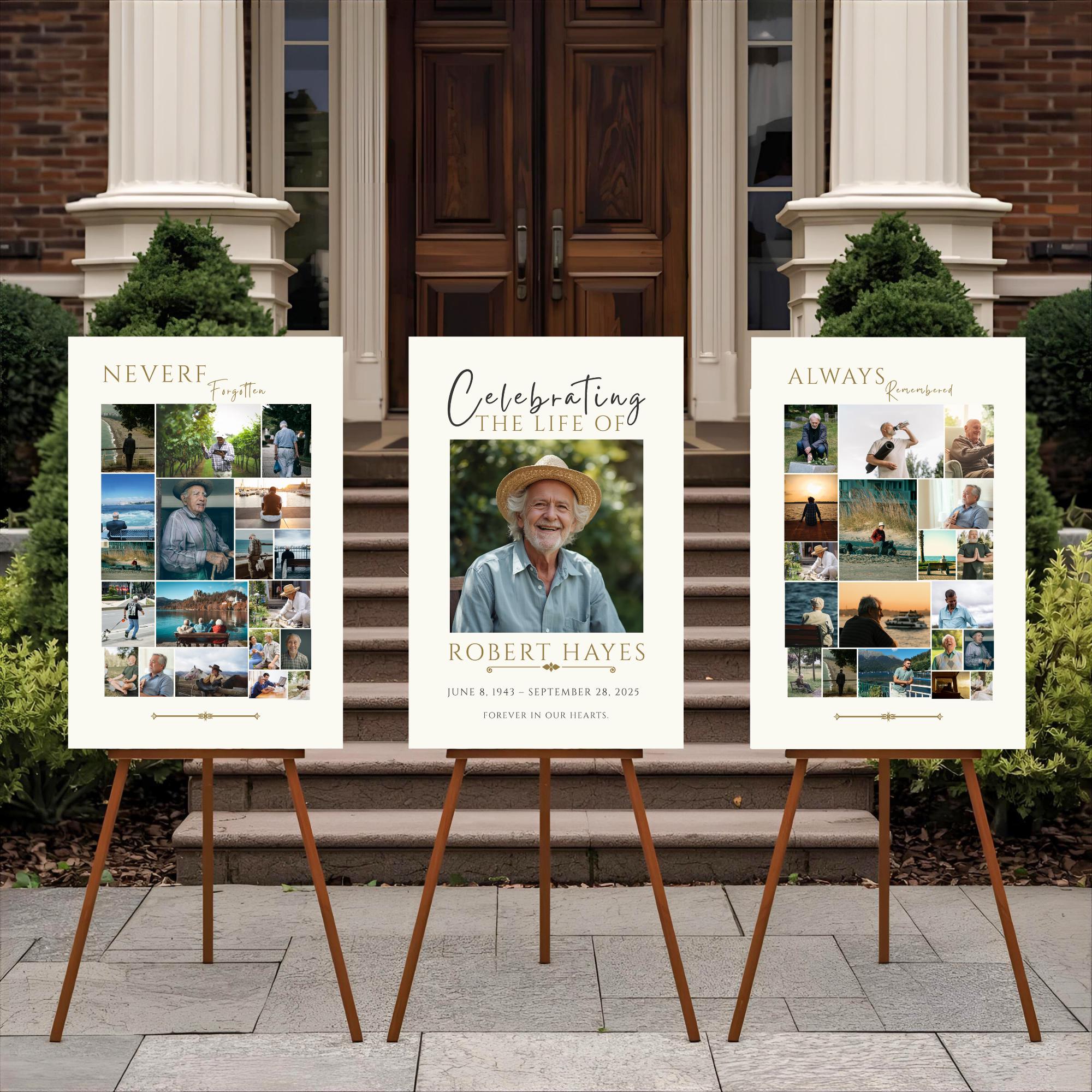 Funeral Photo Collage Template – Memorial Welcome Sign (canva Editable ...
