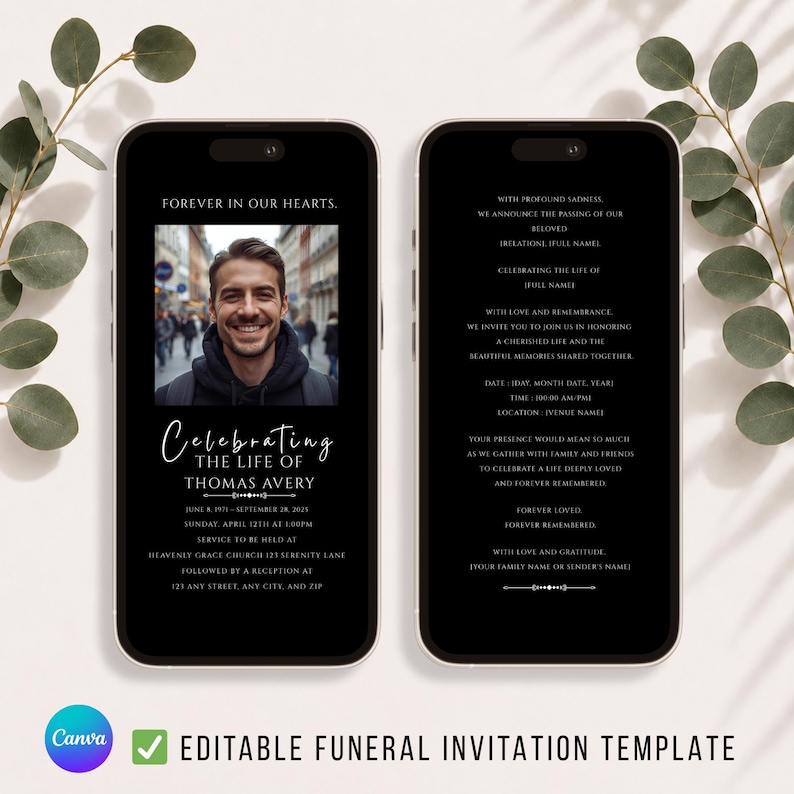 Editable Funeral Program Template, Celebration of Life Invitation ...