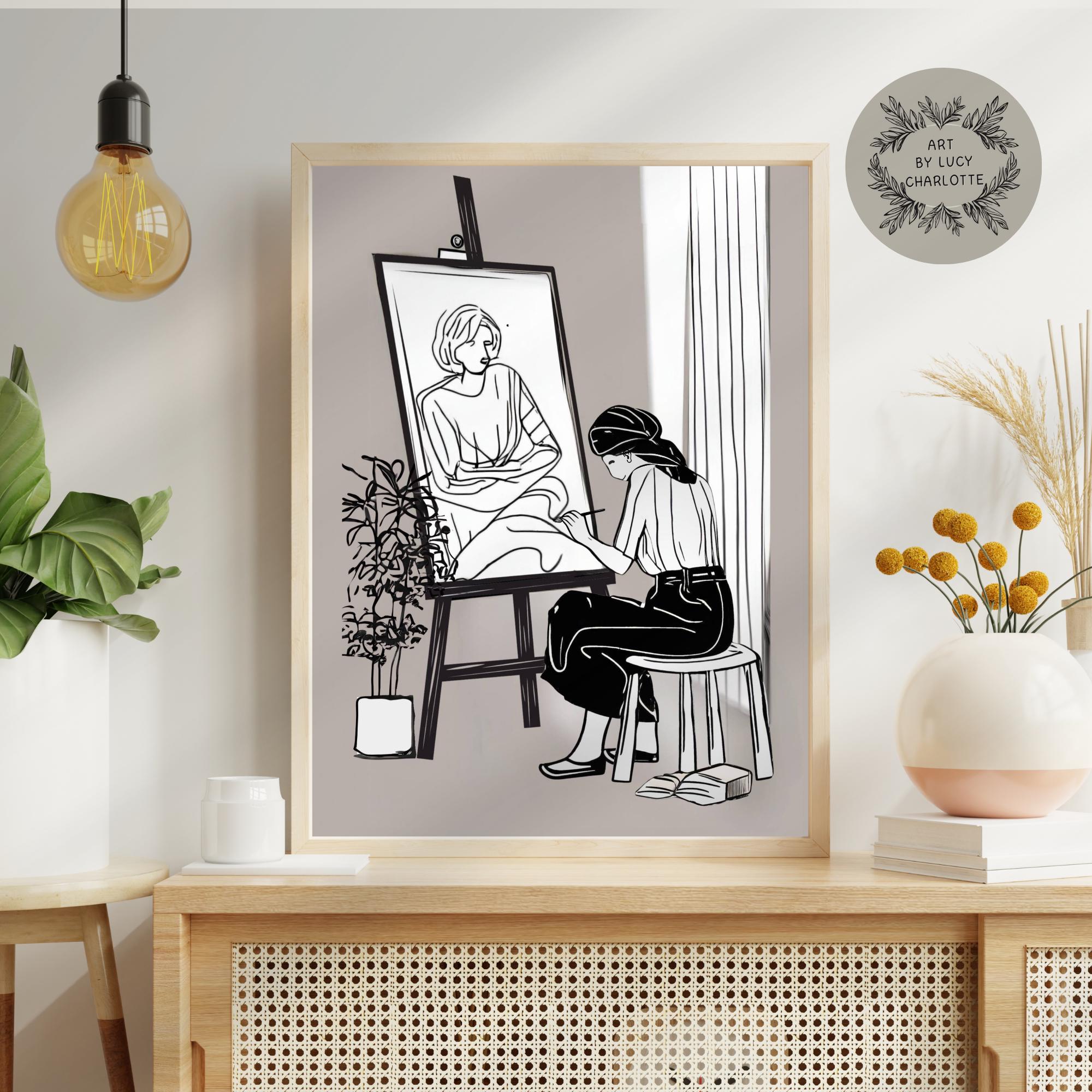 Minimal Art, Line Drawing, Woman Drawing, Art Studio Print, Black and ...