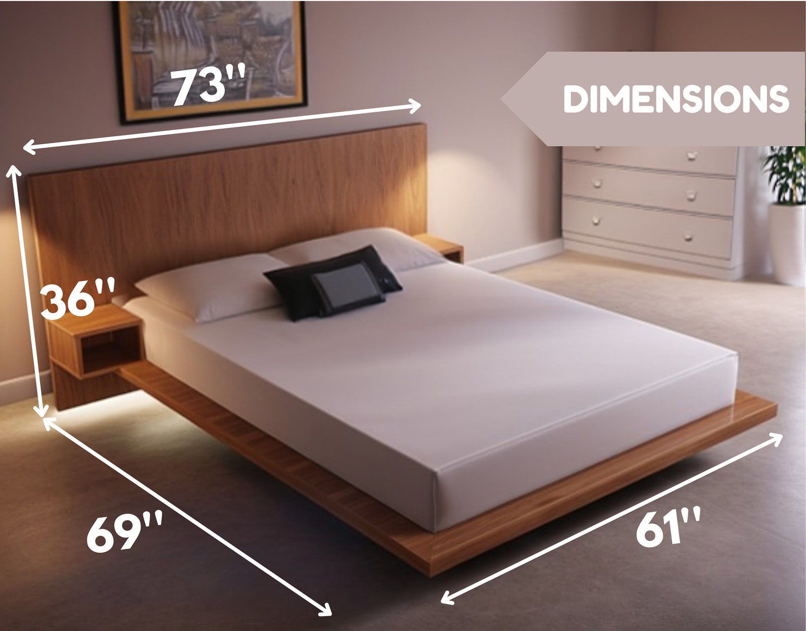 DIY Floating Platform Bed Frame Build Plan | Platform Bed | Simple ...