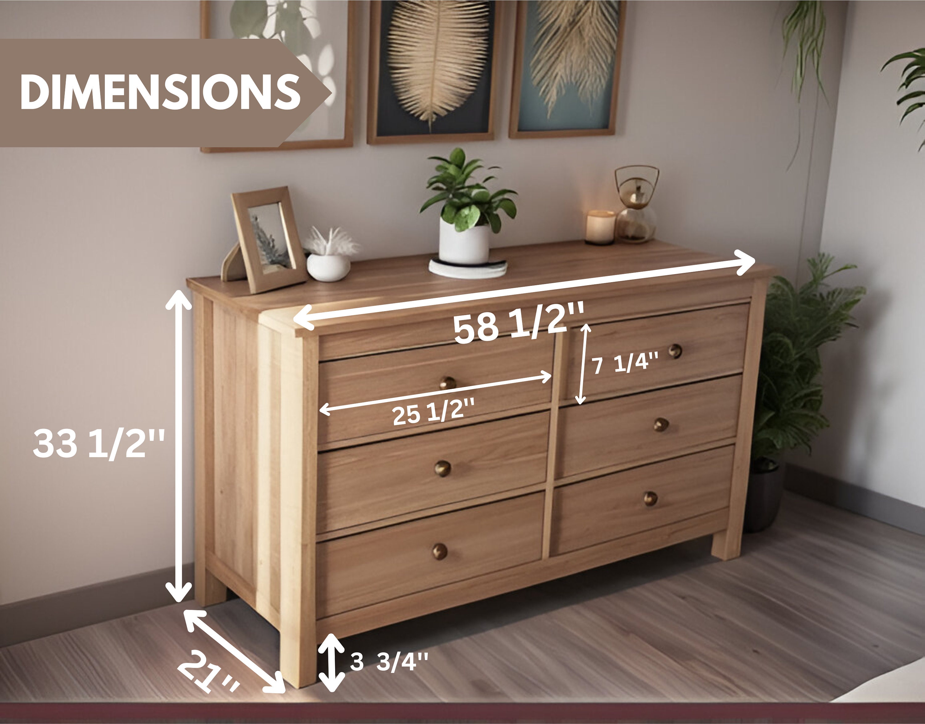 PDF Download, DIY Six Drawer Dresser Plan, Modern Dresser, Bedroom ...