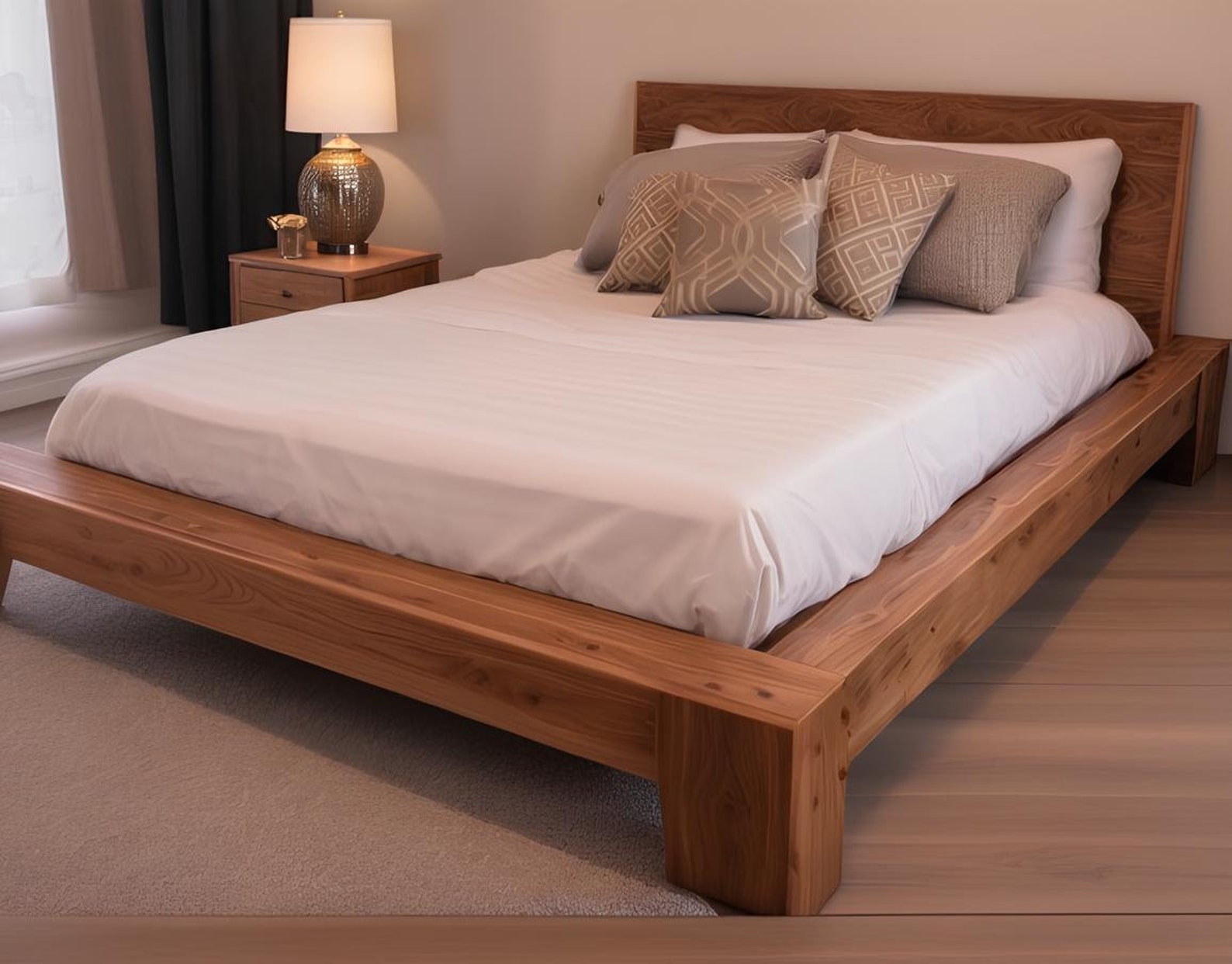 DIY Platform Bed Build Frame Plan, Queen Size Platform Bed Frame ...