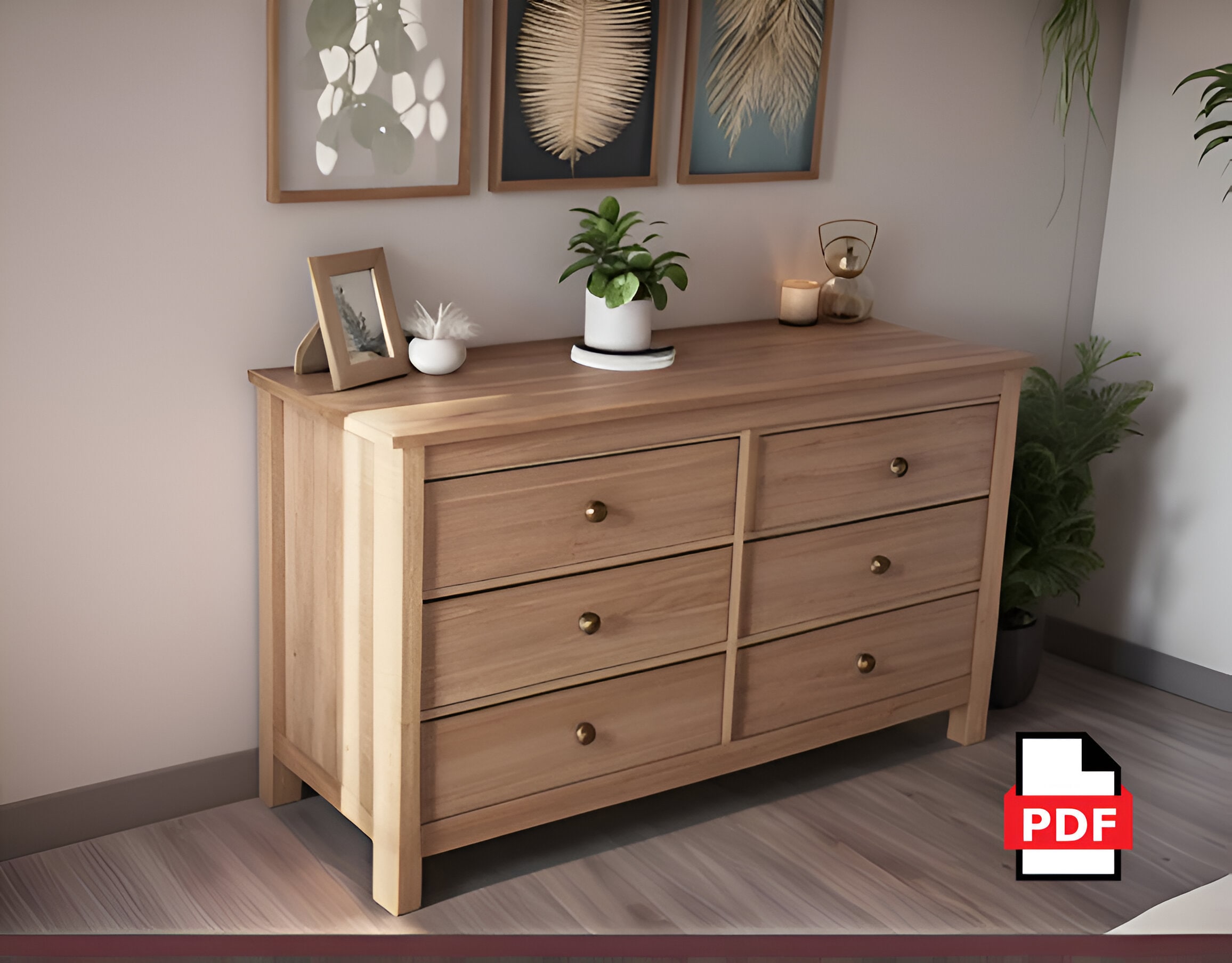 PDF Download, DIY Six Drawer Dresser Plan, Modern Dresser, Bedroom ...