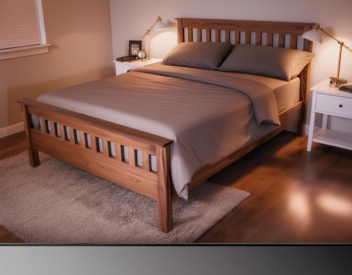 DIY Modern Queen Size Bed Frame Plan, Woodworking Plan, Full Size Bed ...