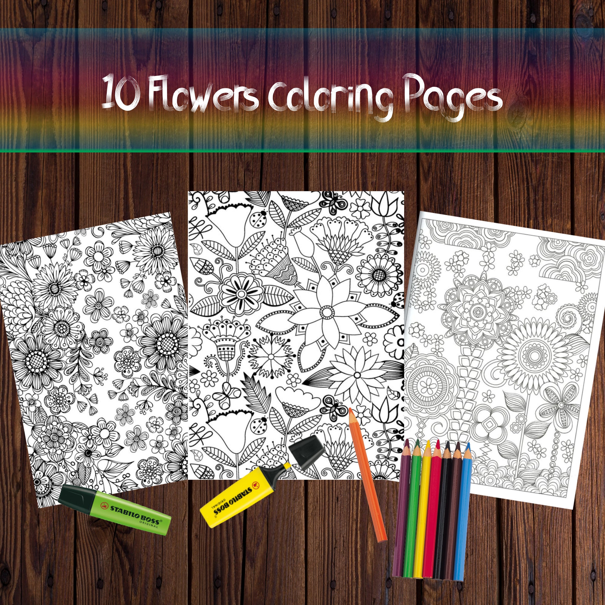 Nature Coloring Page for Kids, Beautiful Nature Scene Coloring Page ...