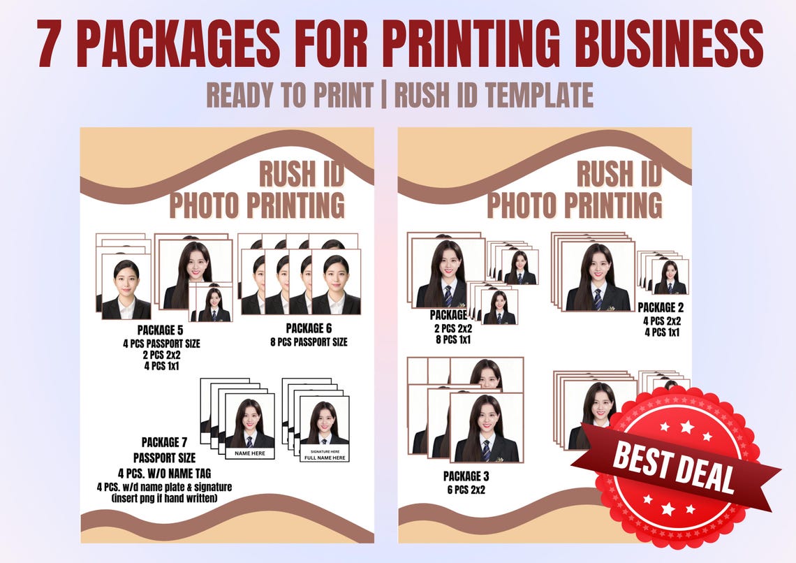 Rush ID Editable Template 1x1 2x2 Passport for Printing Business or ...