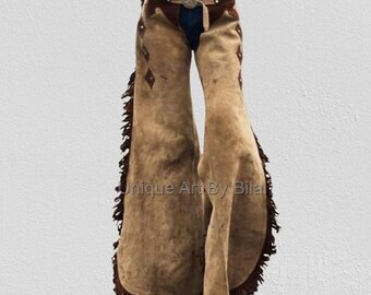 Handmade Cowgirl Chap Buck Skin Suede Leather Pant Rodeo Chap Western ...