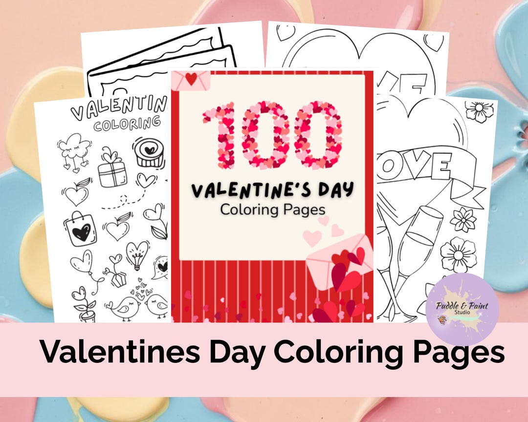 Valentine’s Day Coloring Pages - Printable and Editable Canva Set - Etsy