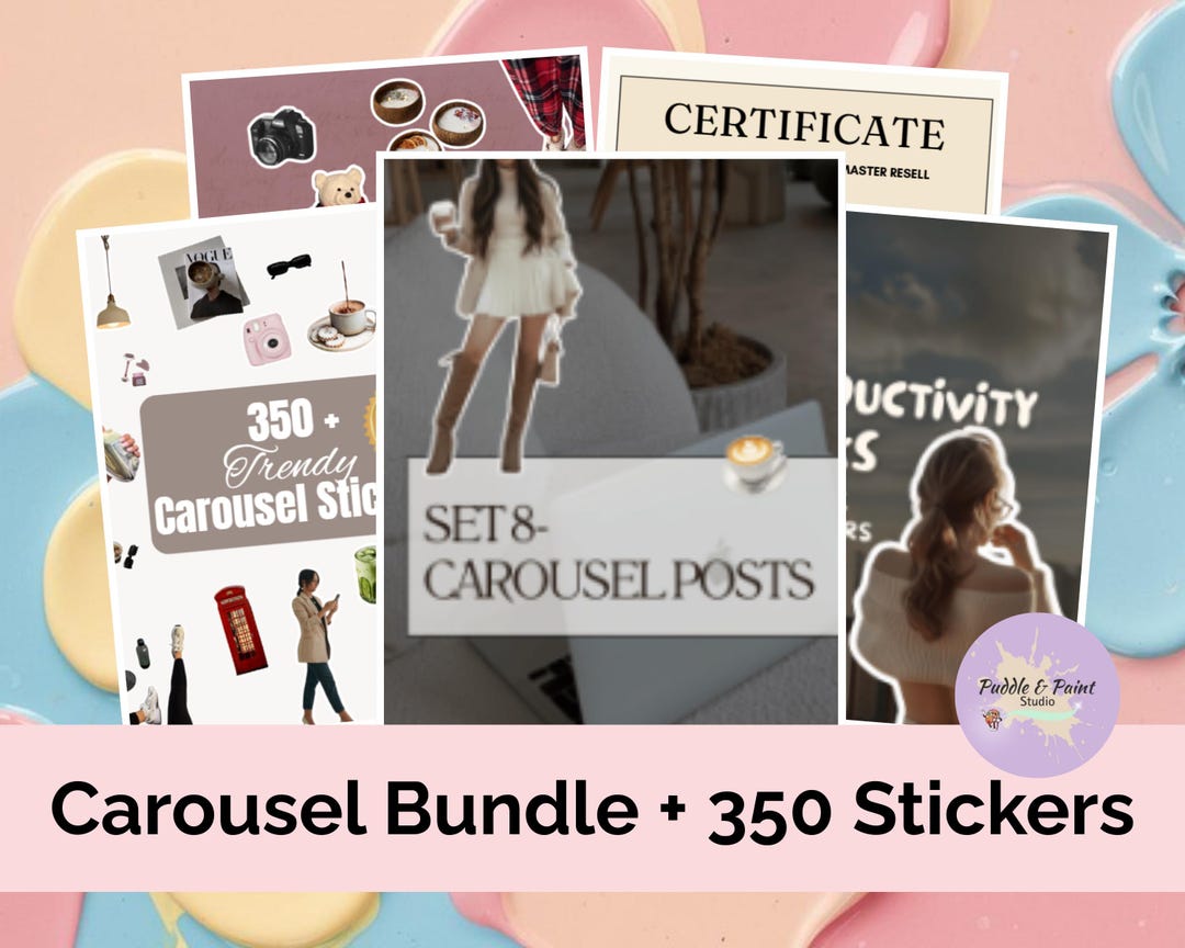 Aesthetic Instagram Carousel & Sticker Bundle: Editable Canva Social ...