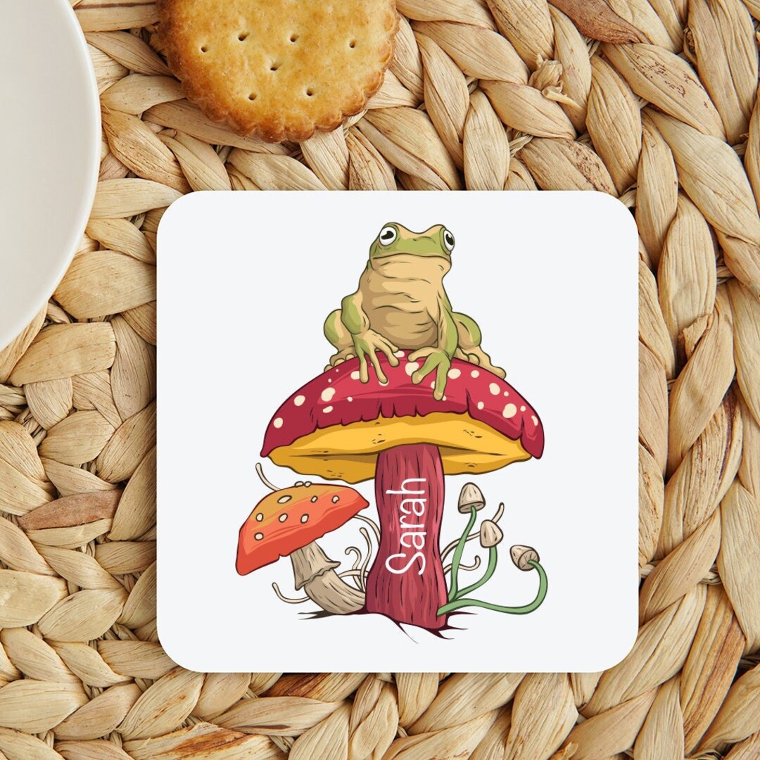 Personalised Frog and Toadstool Coaster - Etsy