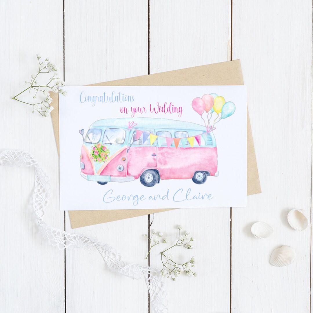 Personalised Camper Van Wedding Card - Etsy