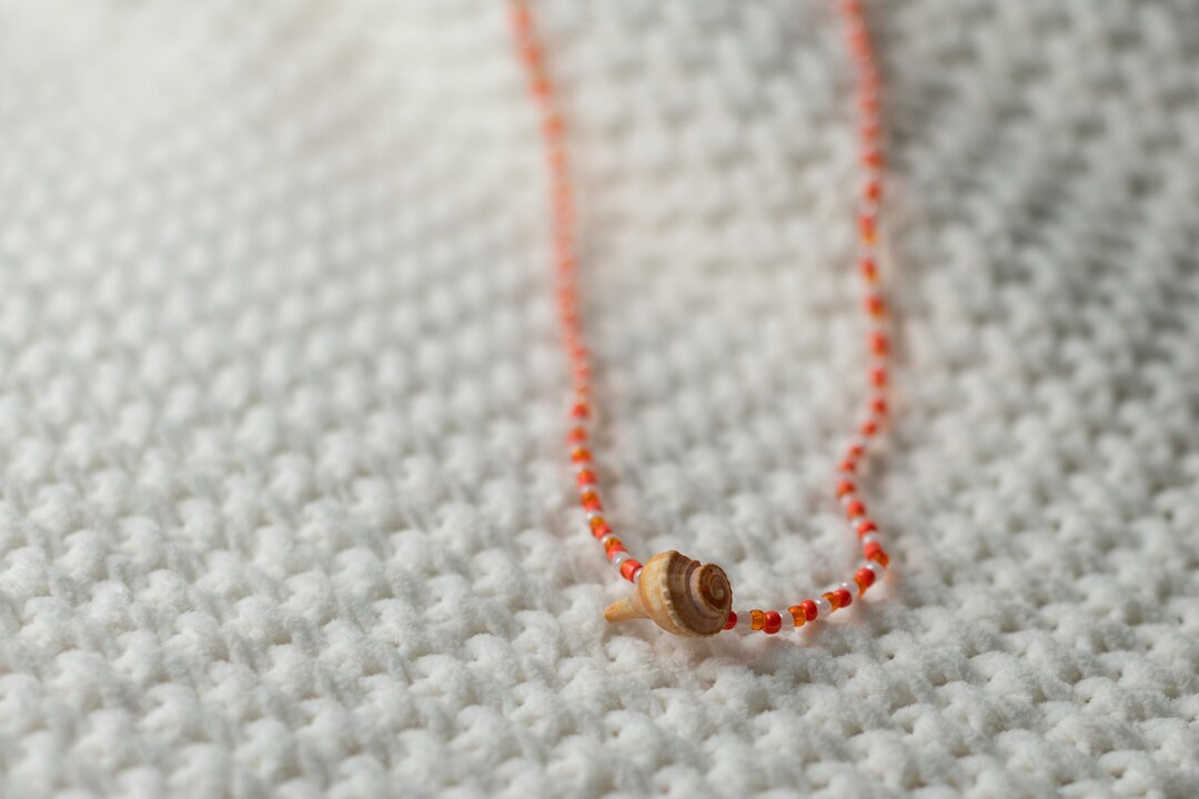 Orange Lightning Welk Shell Necklace - Etsy