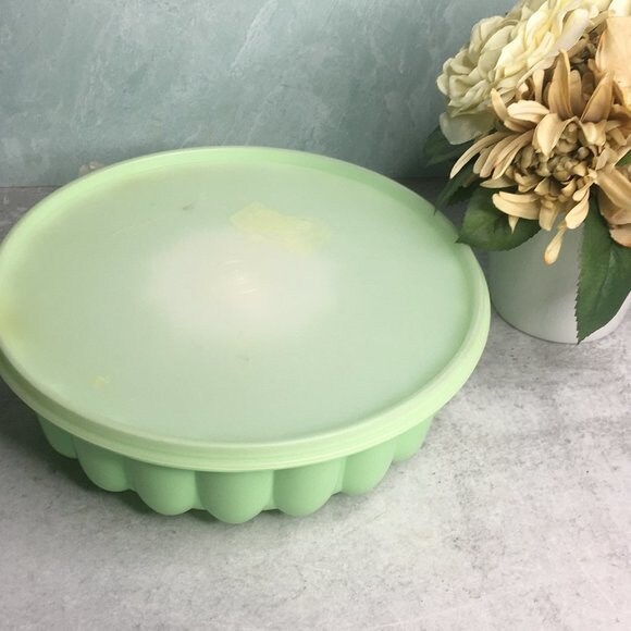 Vintage Tupperware Large Jello Mold 3 Pc Set Mint Green With Lid 1202 ...