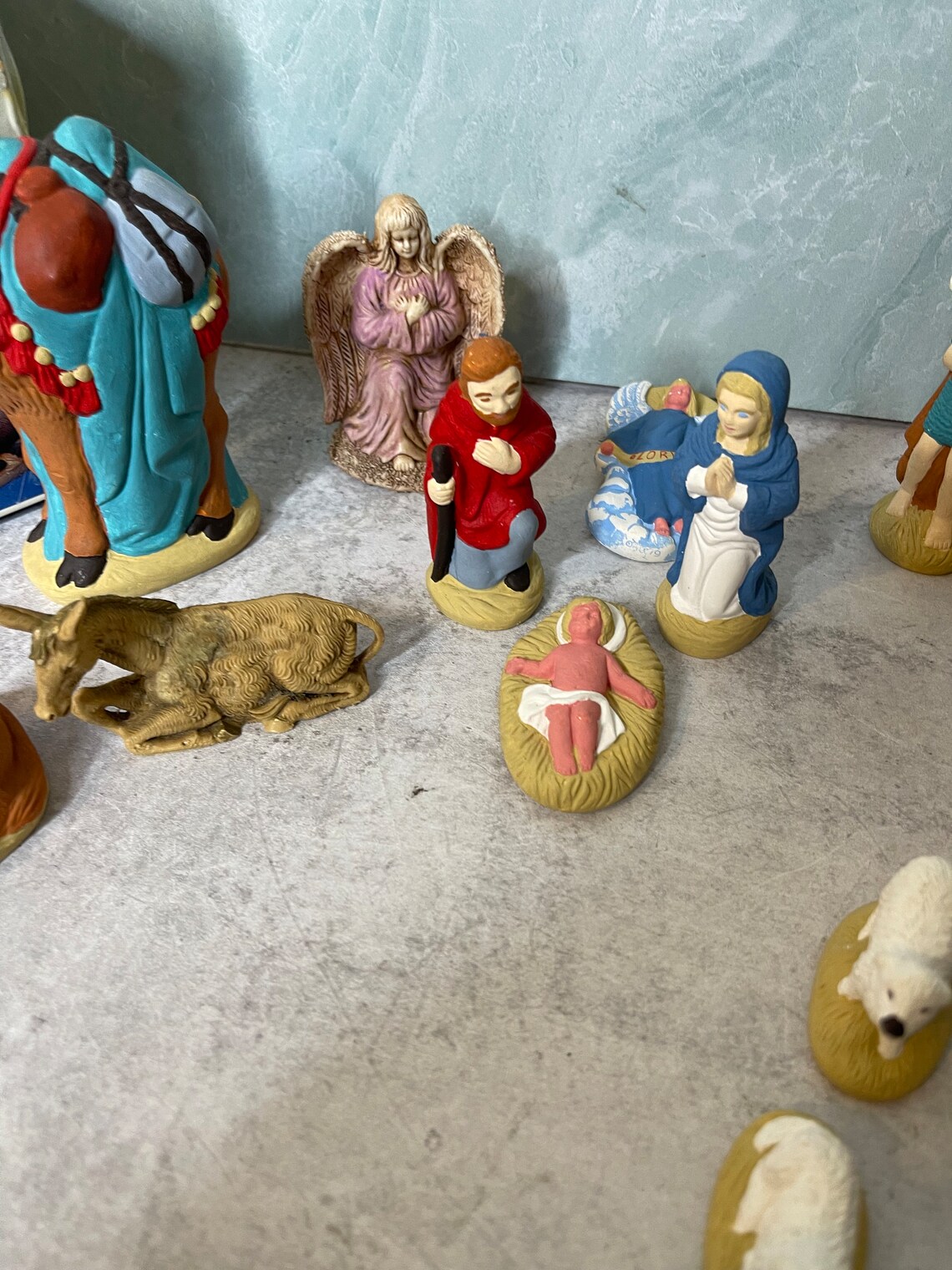 Vintage Wee Crafts Traditional Hand Painted 14 Pc Nativity Figurines ...