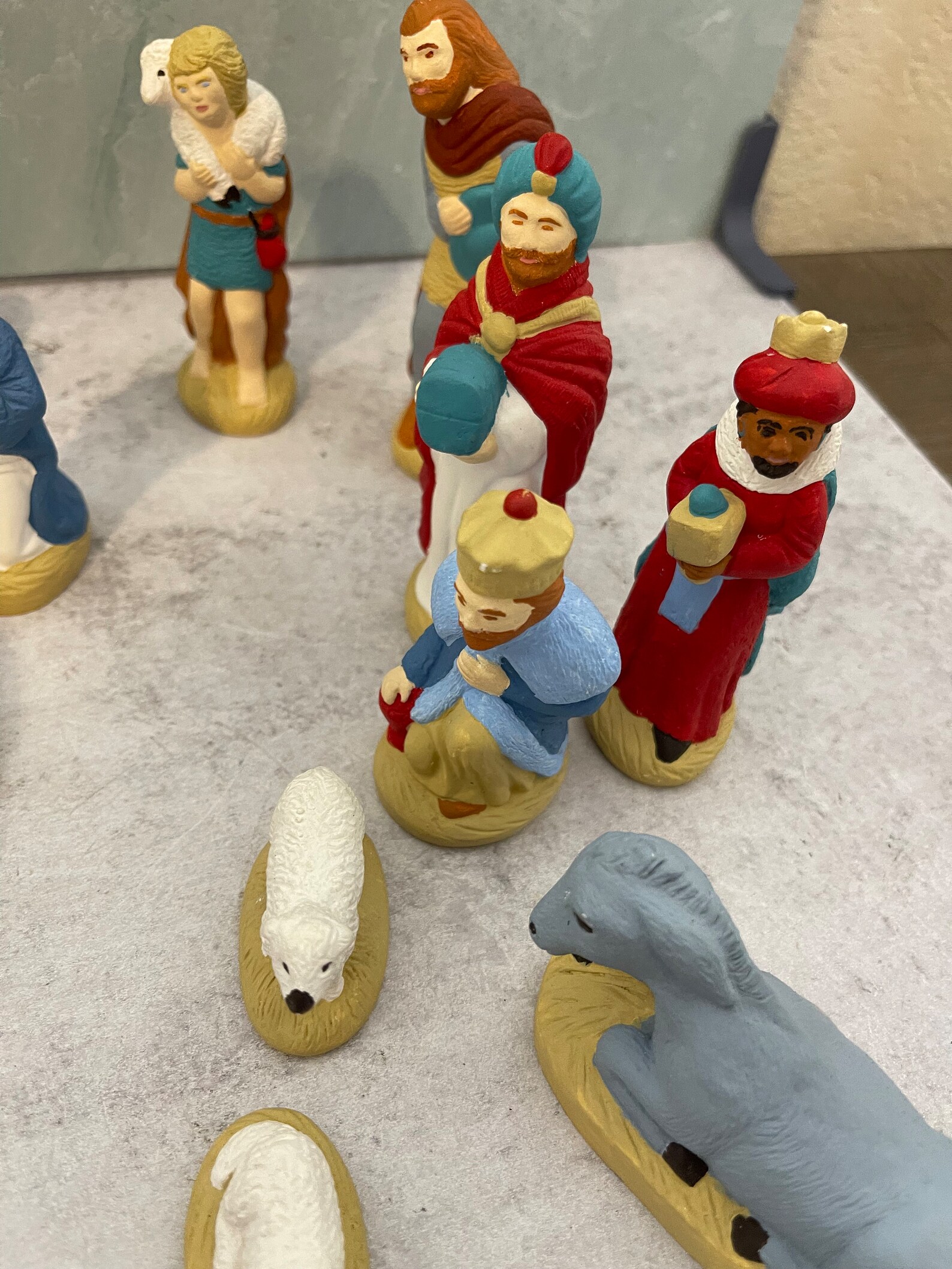 Vintage Wee Crafts Traditional Hand Painted 14 Pc Nativity Figurines ...