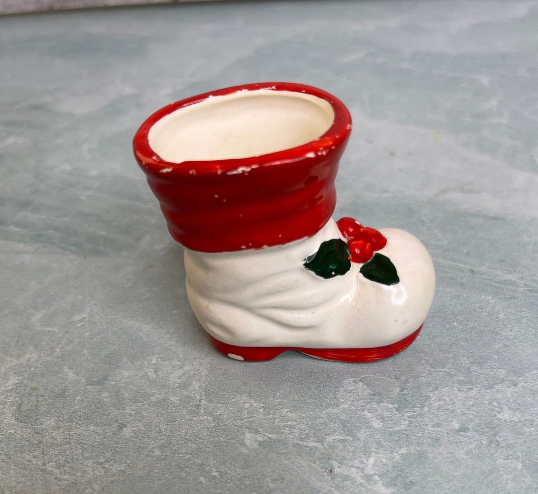 Vintage Mini Santa Boot Ceramic Decor Holiday Christmas 2 Japan ...