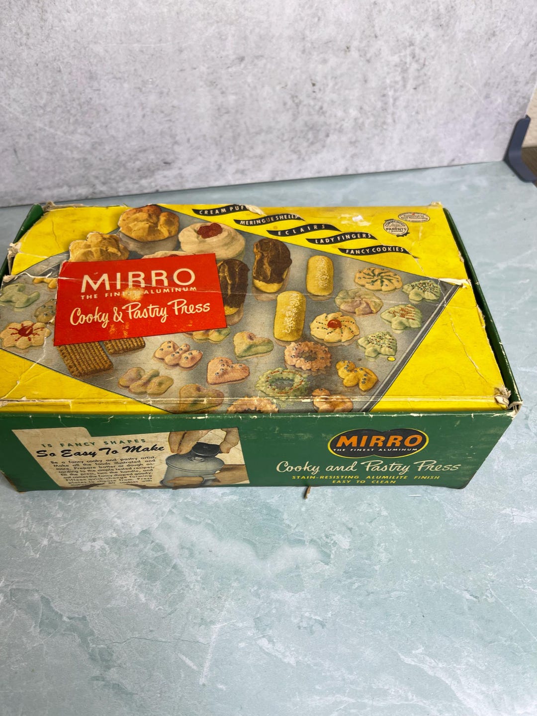Vintage Mirro Cookie Cooky Large Press With Handle and Box Recipe Book ...