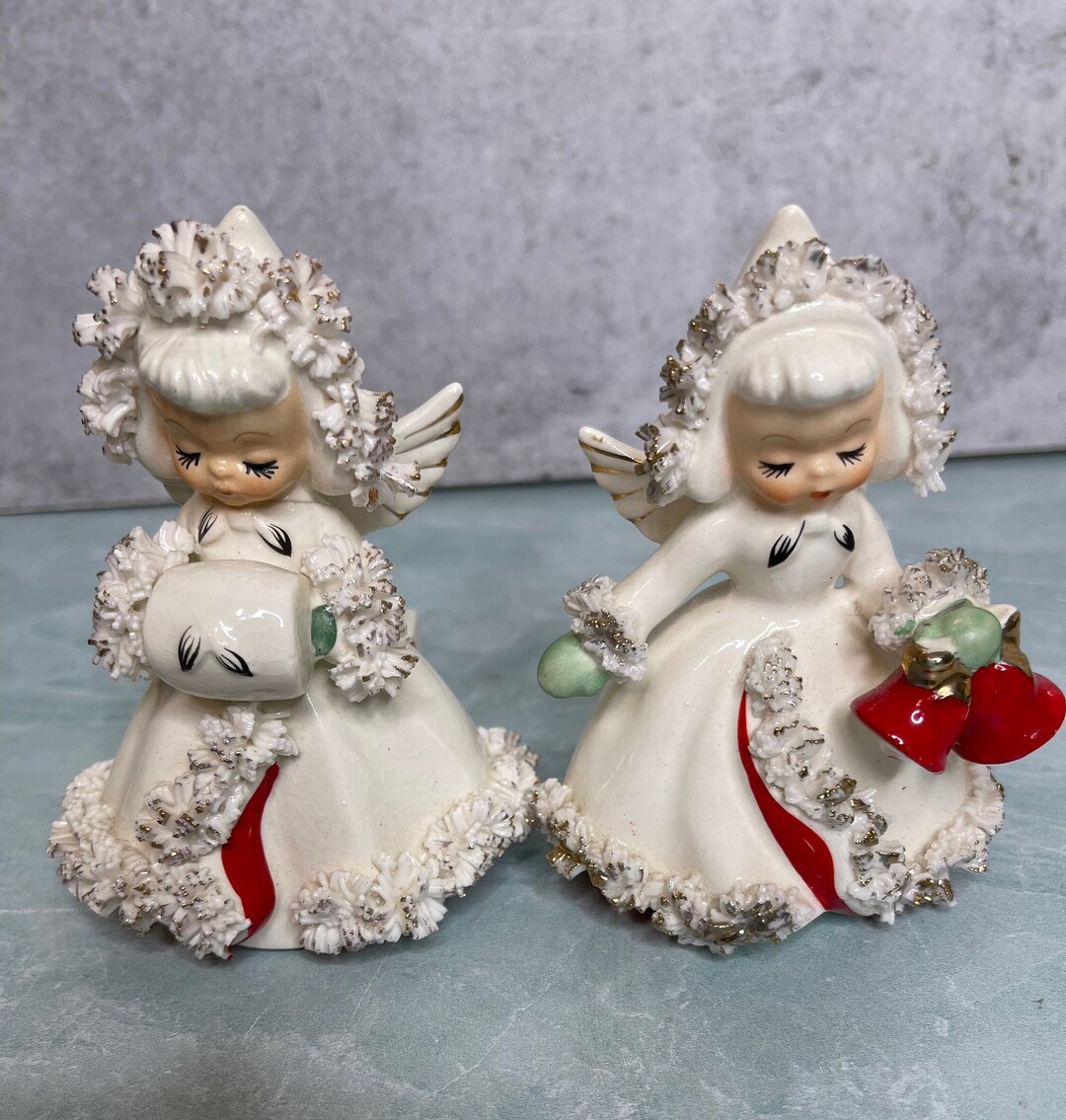 Vintage Holt Howard Angel Candle Holders 1958 1959 Porcelain 4.5” X 3 ...