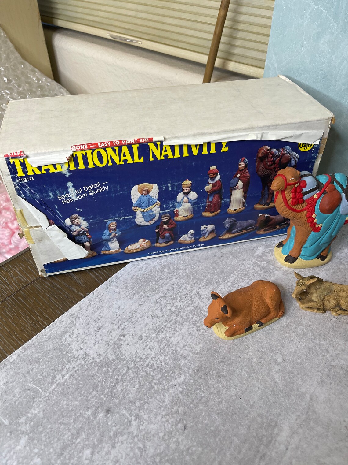 Vintage Wee Crafts Traditional Hand Painted 14 Pc Nativity Figurines ...