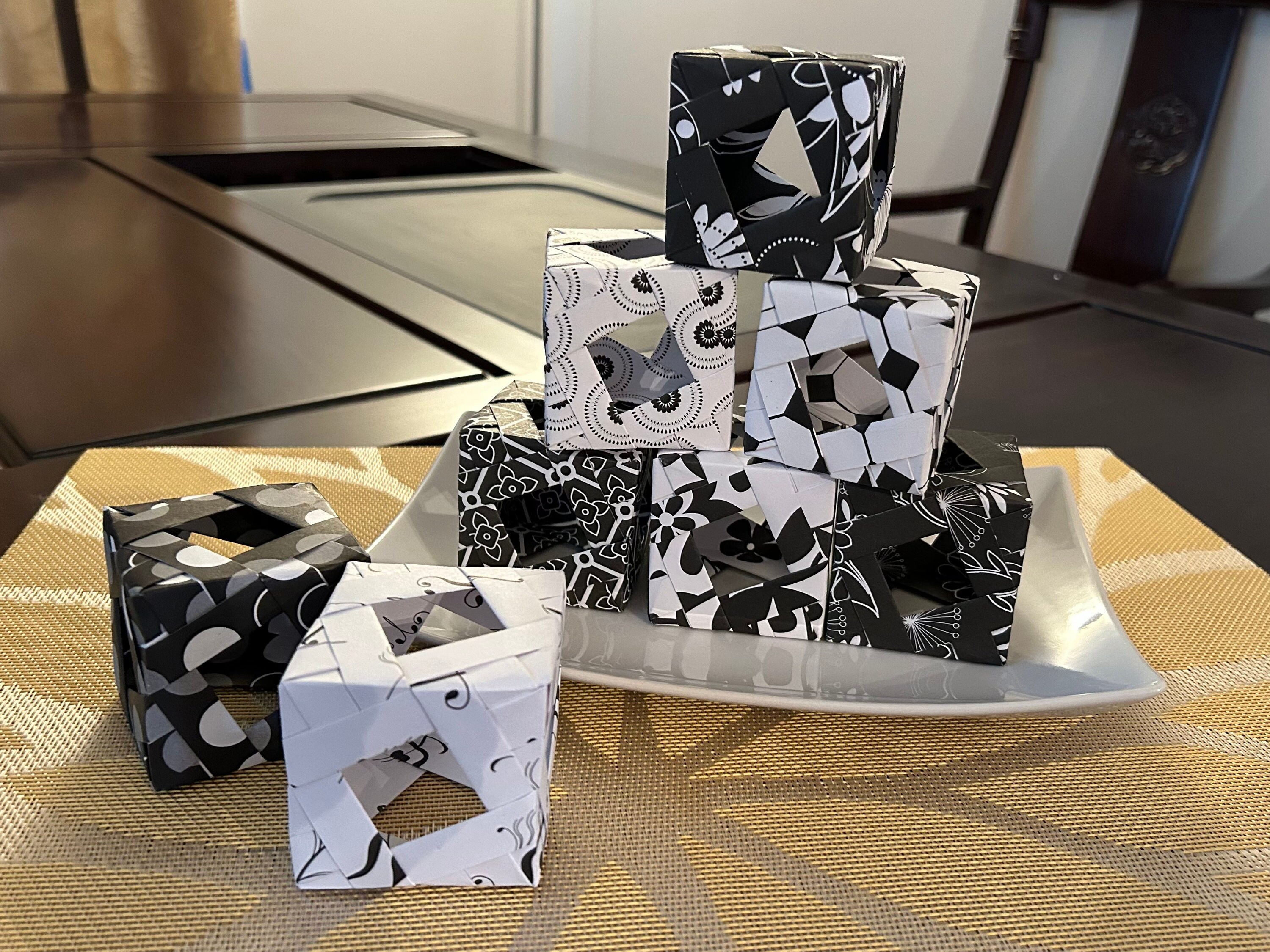 Open Window Paper Origami Cubes Black and White - Etsy