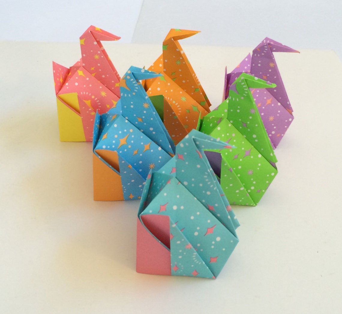 Miniature Origami Paper SITTING CRANES Set of 6 - Etsy