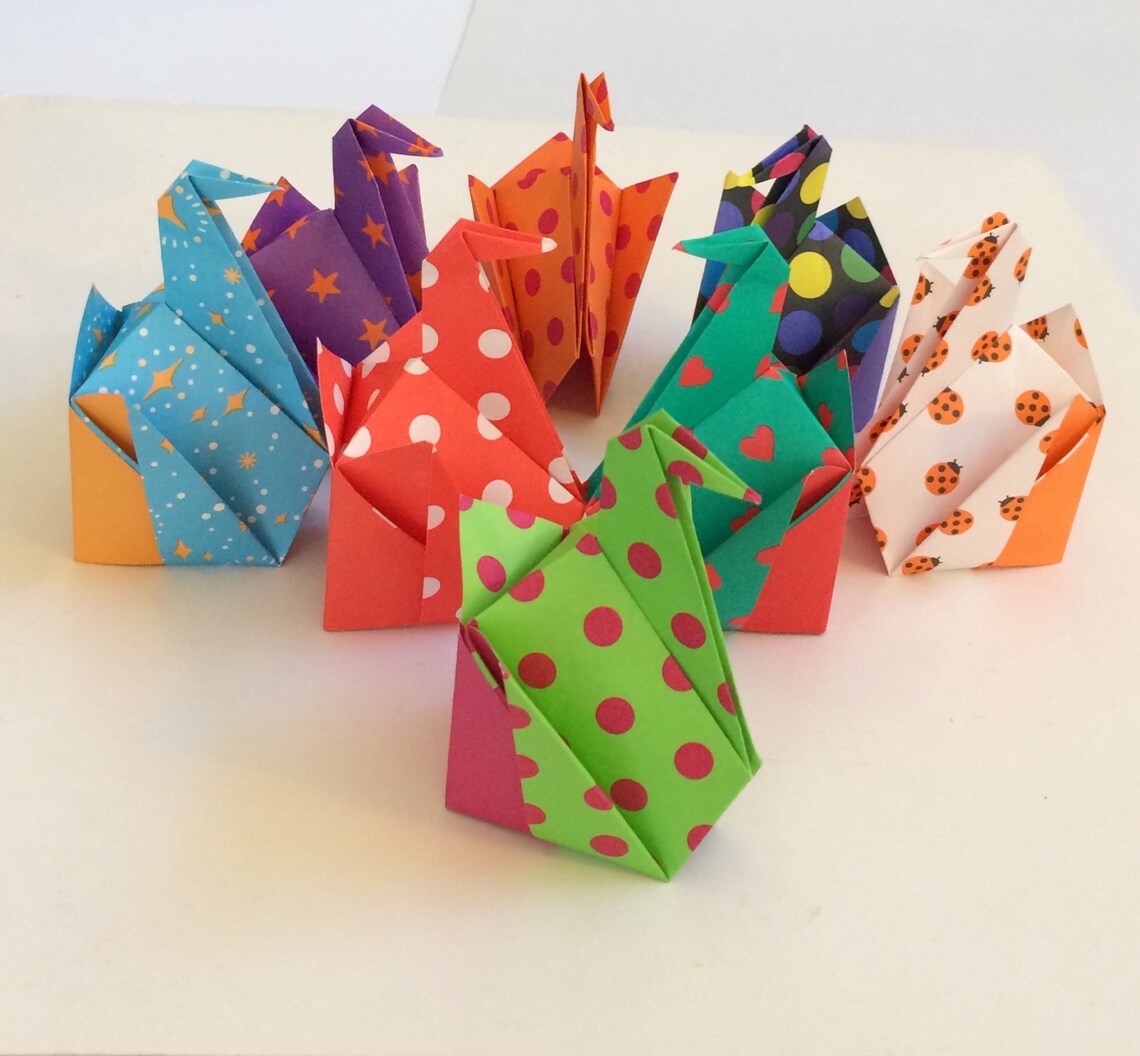 Miniature Origami Paper SITTING CRANES Set of 6 - Etsy
