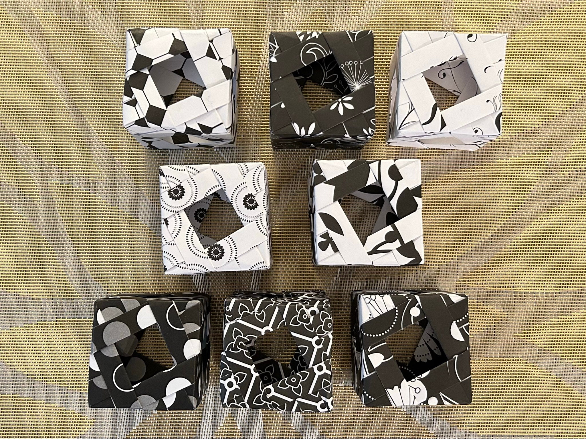 Open Window Paper Origami Cubes Black and White - Etsy