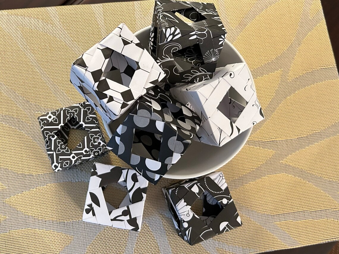 Open Window Paper Origami Cubes Black and White - Etsy