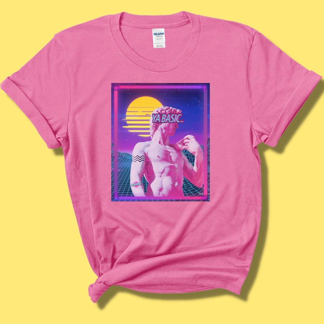 Vaporwave Ya Basic Statue T-shirt, 90s 80s Y2K Aesthetic, Neon ...