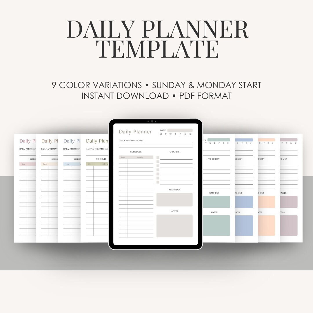 Digital Daily Planner Template Instant Download PDF - Etsy