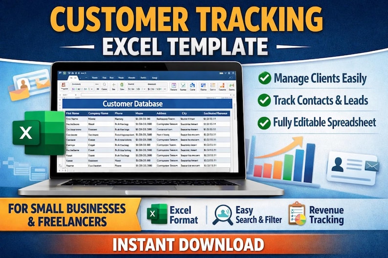 Customer Tracking Excel Template | Small Business CRM Spreadsheet ...
