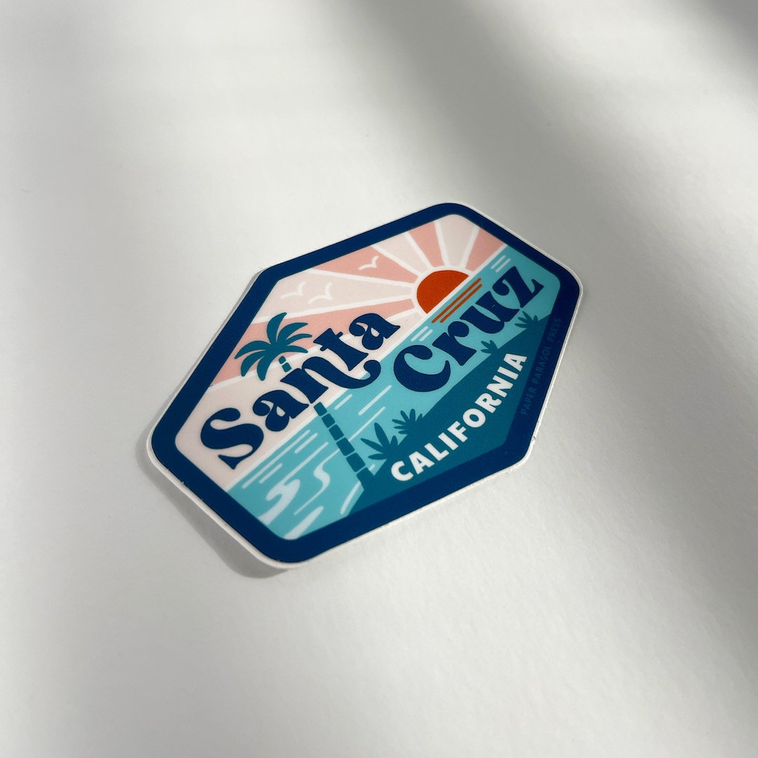 Santa Cruz Sticker, Decal for Water Bottle, California Souvenir, Laptop ...