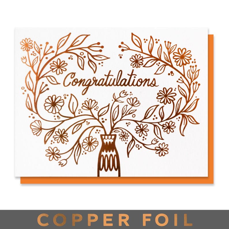 Congrats Bouquet Copper Foil Card - Etsy