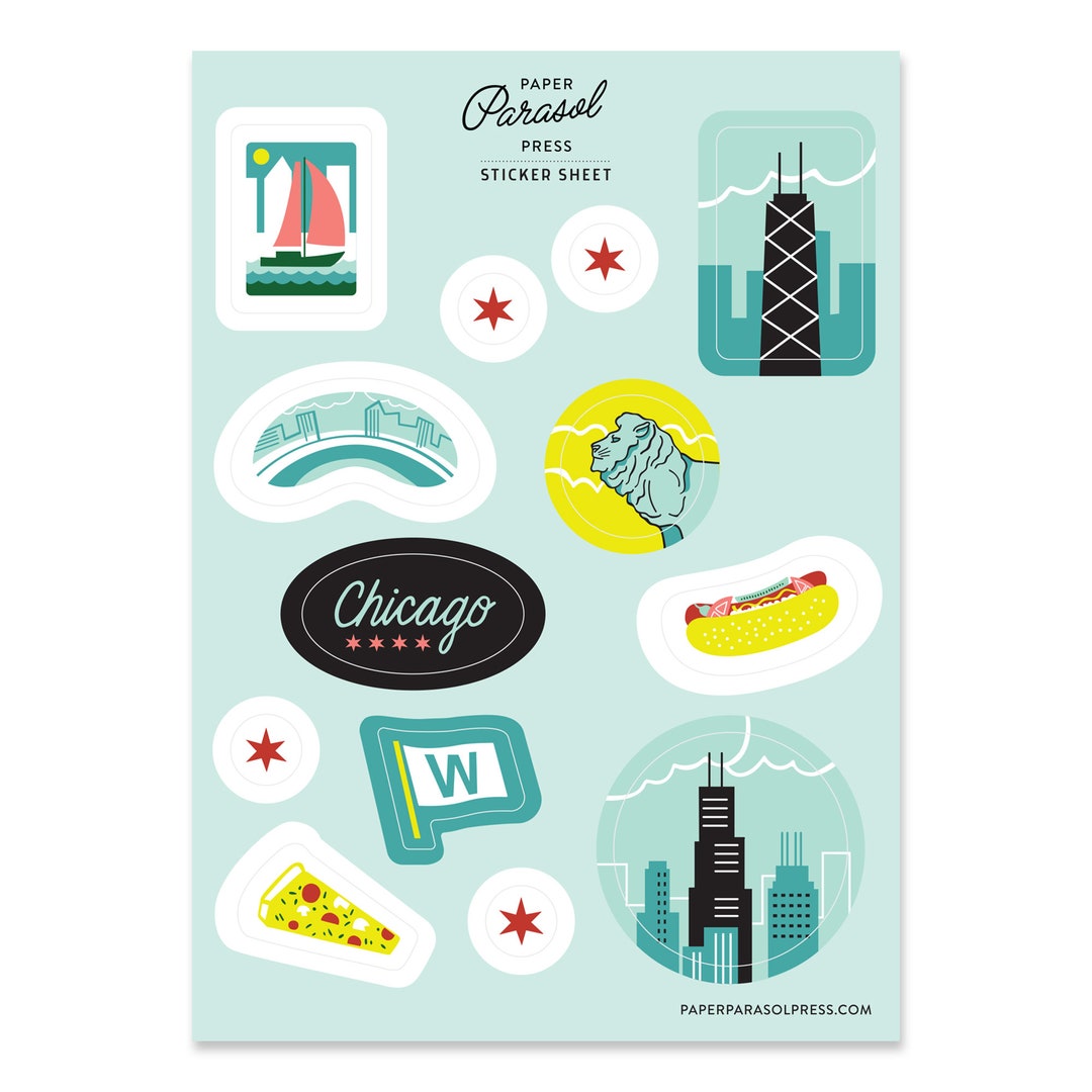 Chicago Sticker Sheet, Travel Decals, Gift for a Chicagoan - Etsy