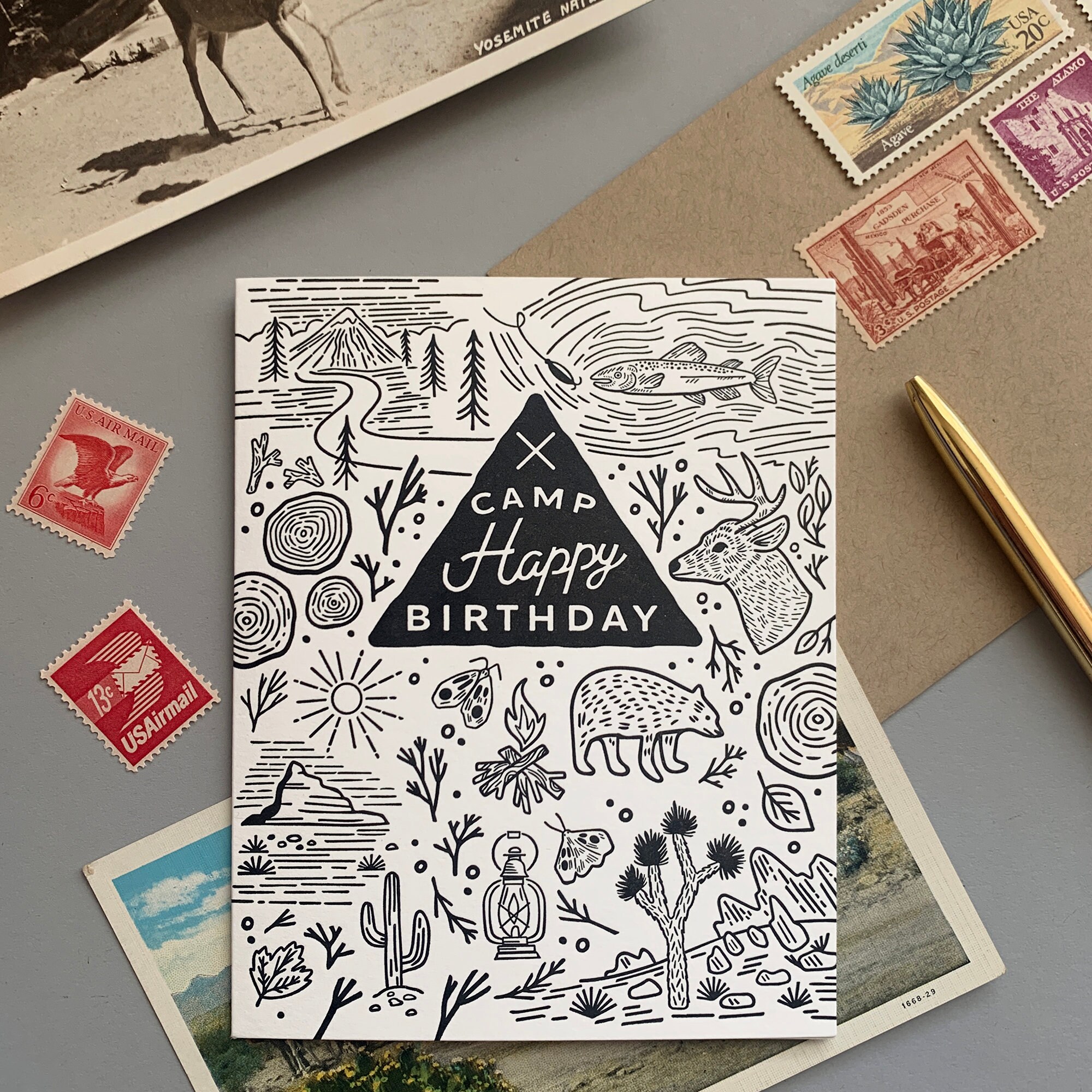 Camp Happy Birthday Card | Etsy