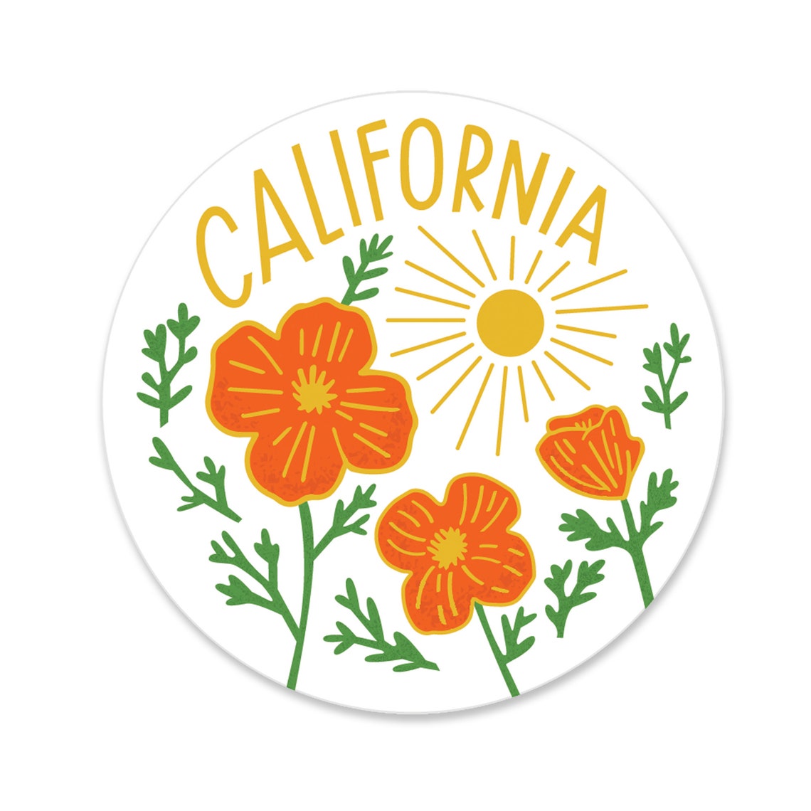 California Poppy Sticker White Decal for Water Bottle Gift - Etsy