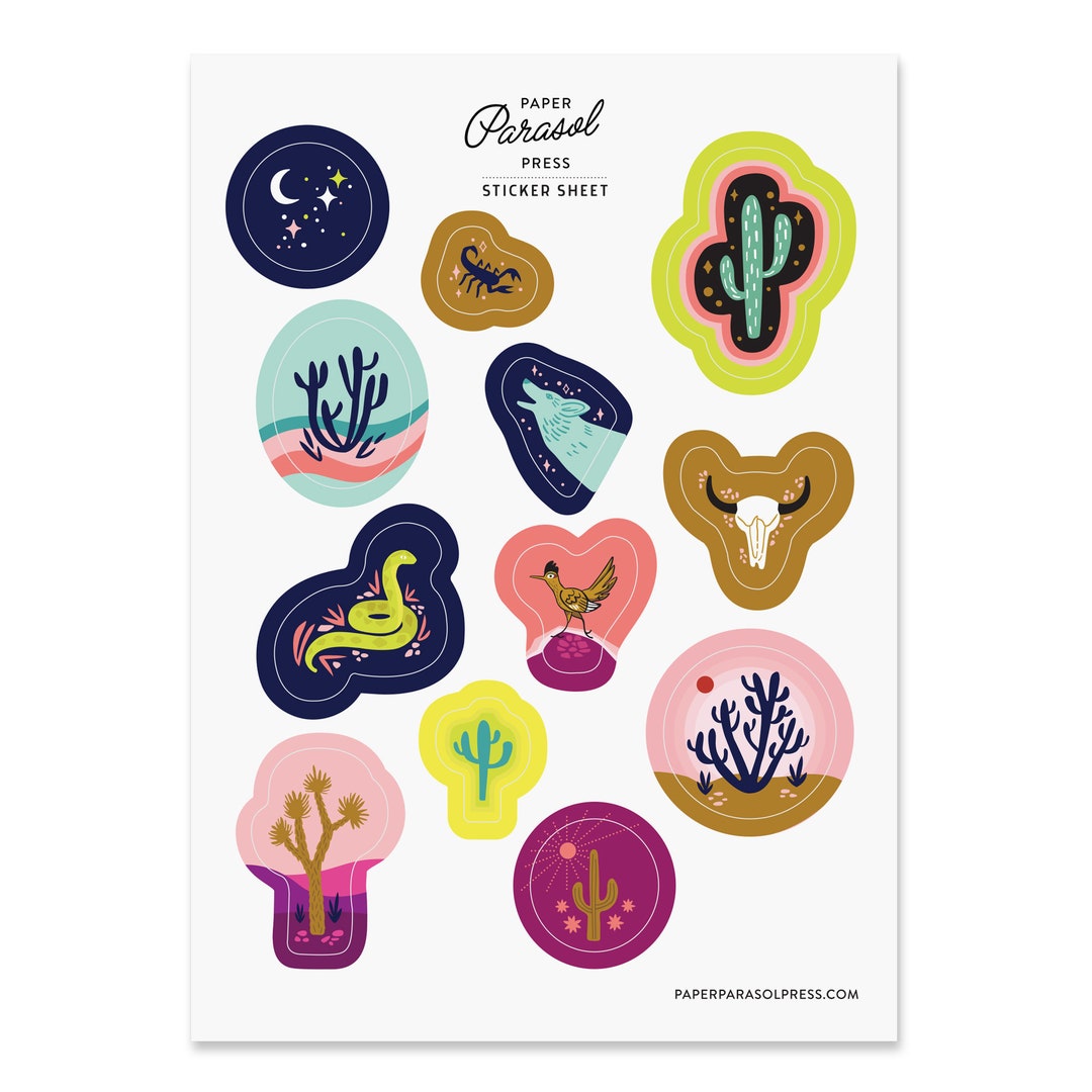 Desert Sticker Sheet, Decals for Water Bottle, Kiss-cut Stickers for ...