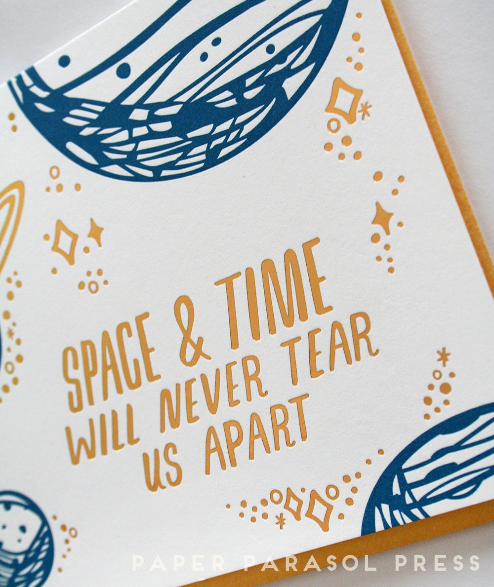 Space and Time Letterpress and Foil Card | Etsy