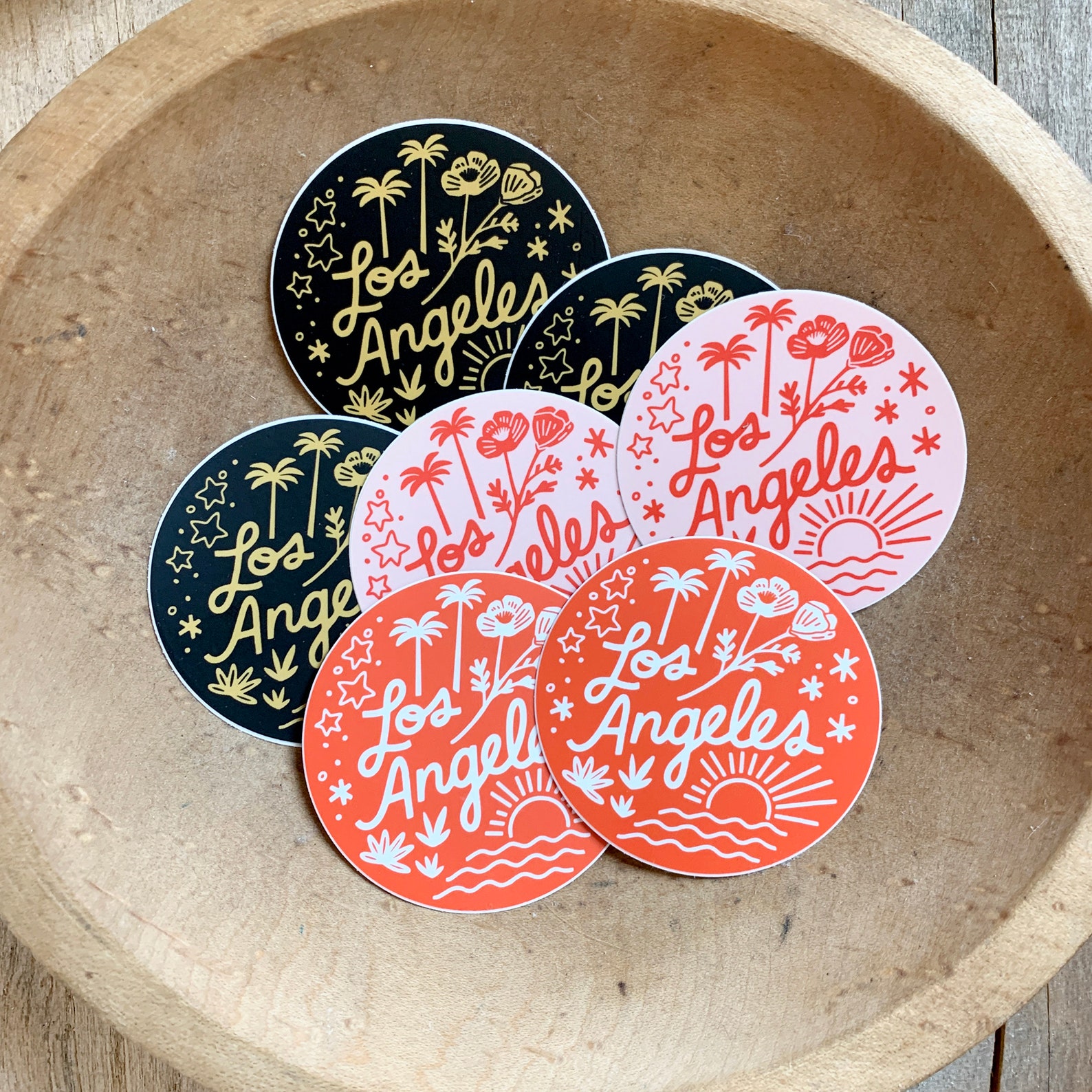 Los Angeles Sticker in Pink Decal for Water Bottle | Etsy