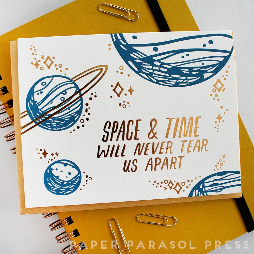 Space and Time Letterpress and Foil Card | Etsy
