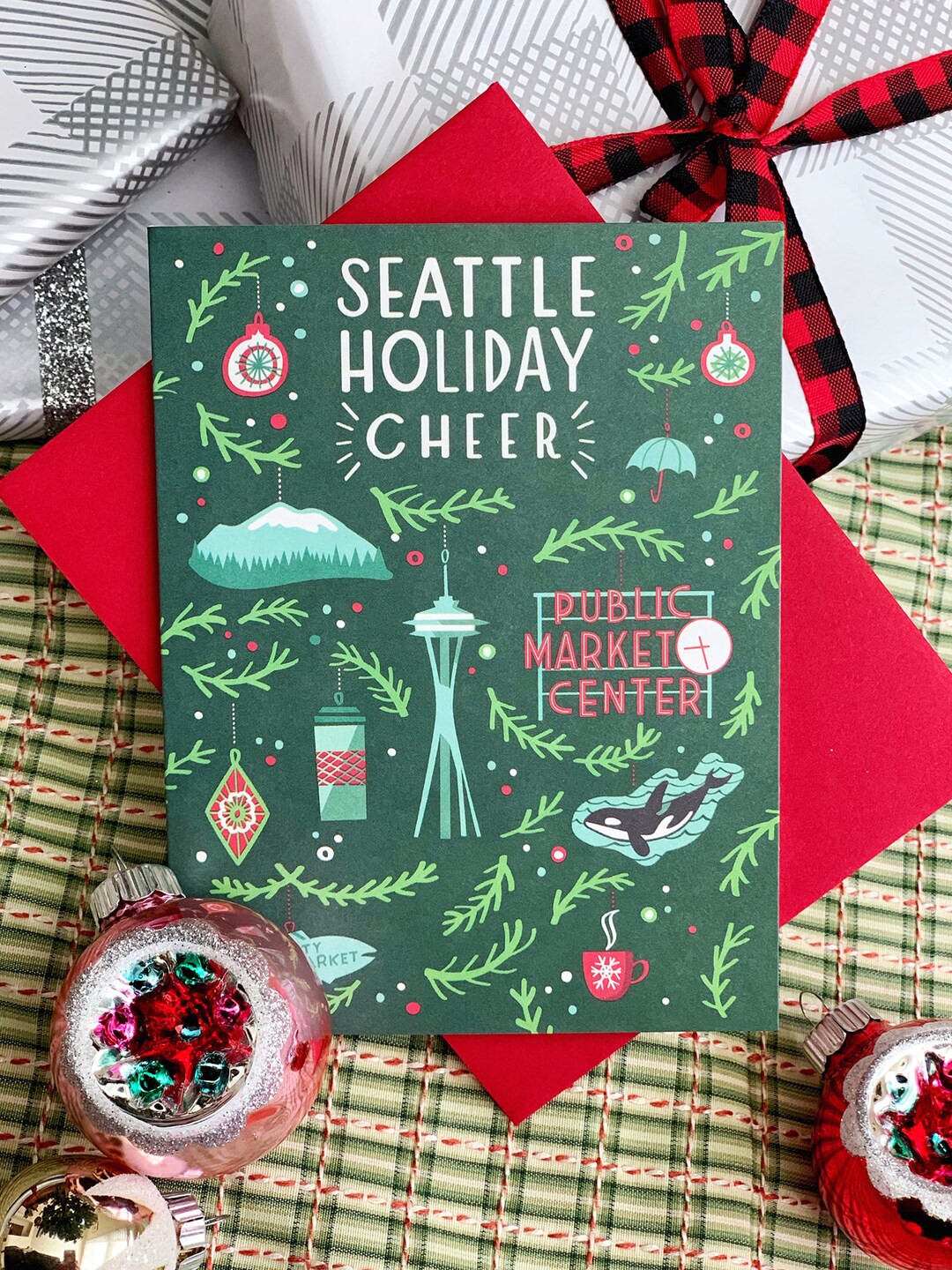 Six Pack of Seattle Holiday Cheer Cards - Etsy