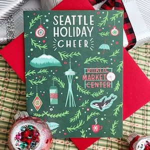 Six Pack of Seattle Holiday Cheer Cards - Etsy