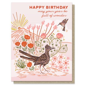 Roadrunner Happy Birthday Card, Foil Printed Card, Desert Illustration ...