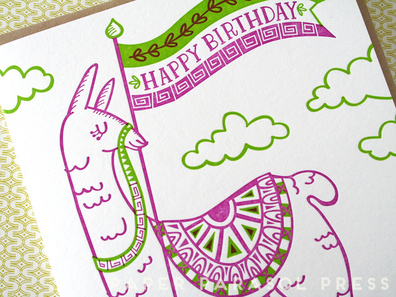 Happy Birthday Llama Letterpress Card - Etsy